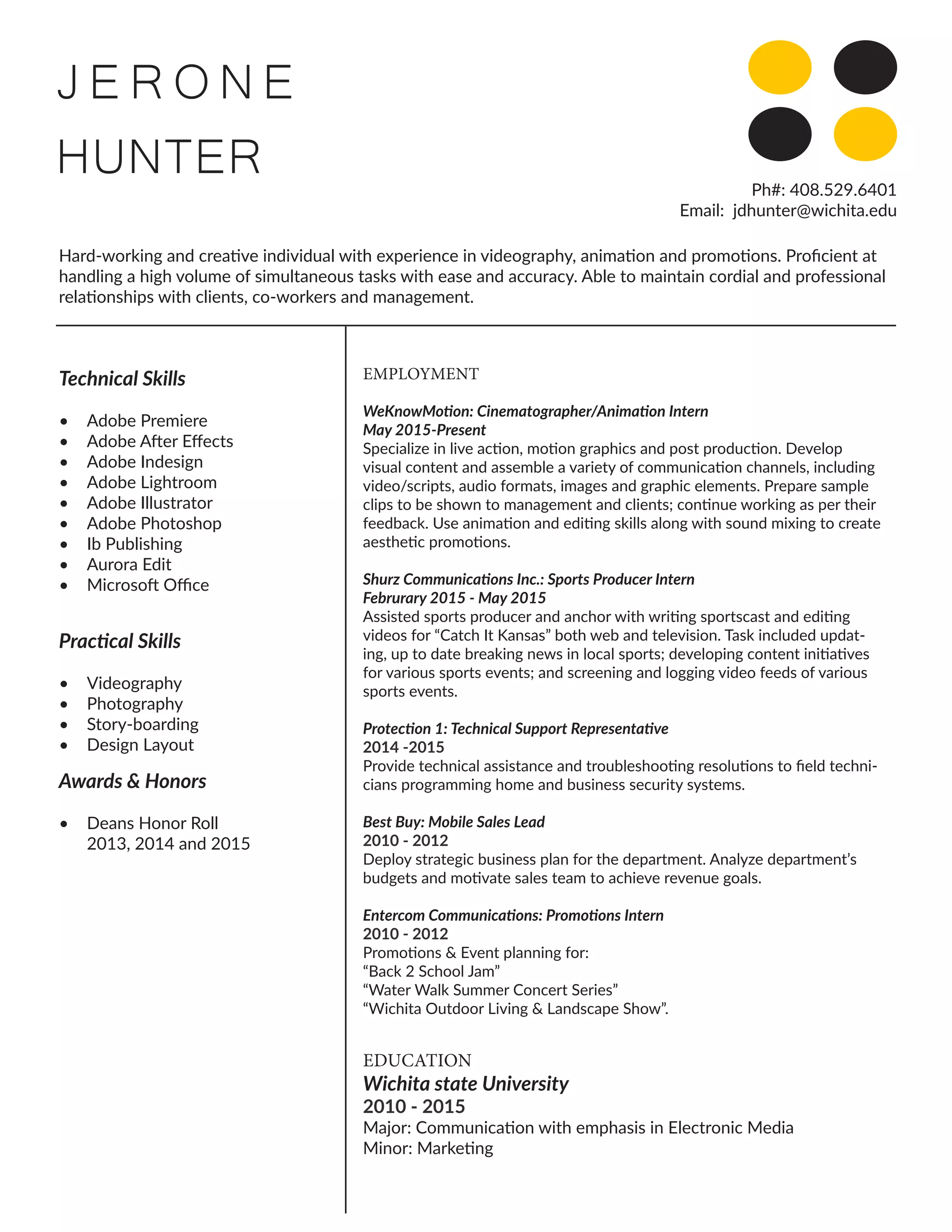 Jerone D. Hunter's Resume | PDF