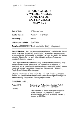 CRAIG TANSLEY CV | PDF