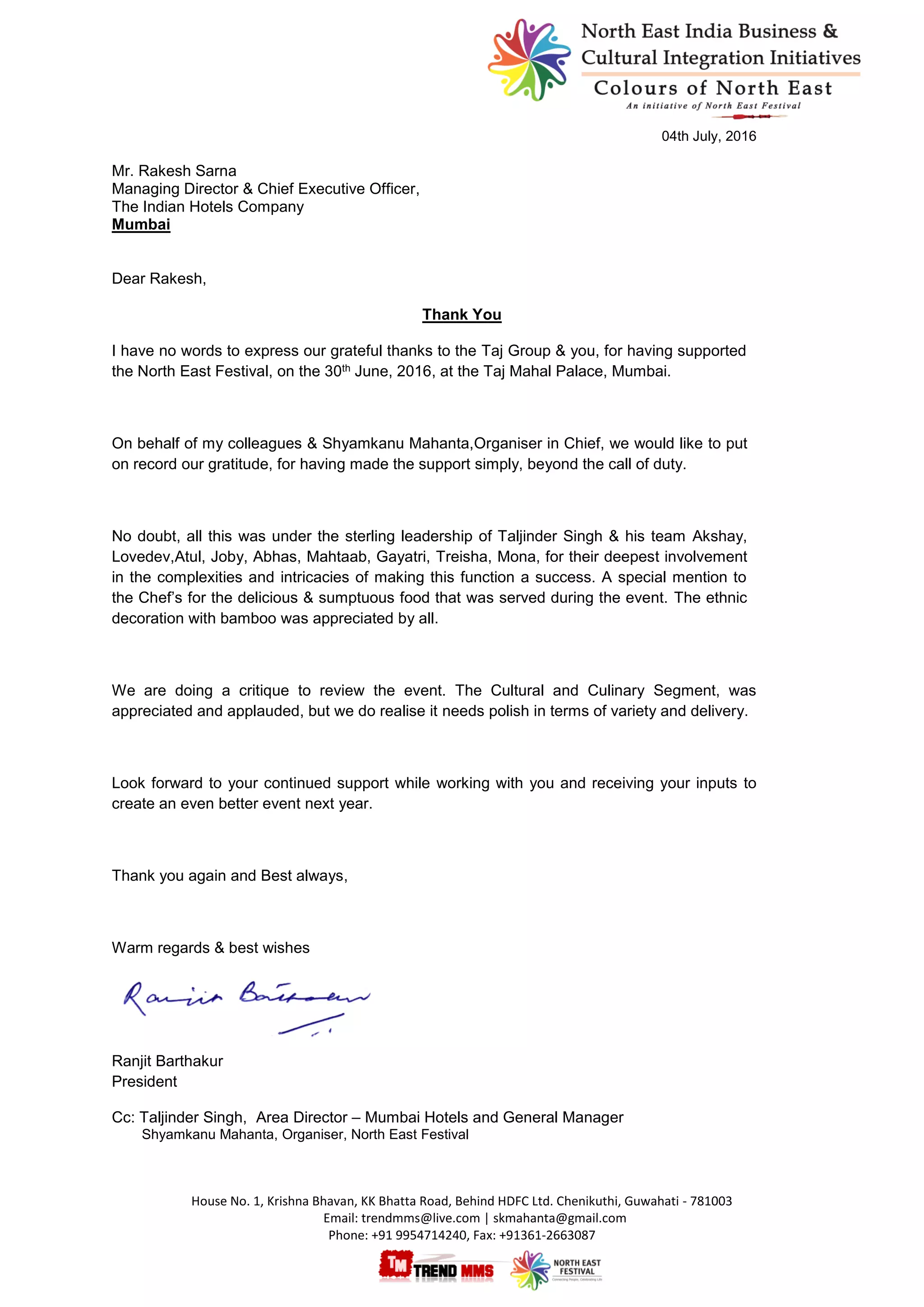 Thank You-Mr. Rakesh Sarna | PDF | Email | Internet