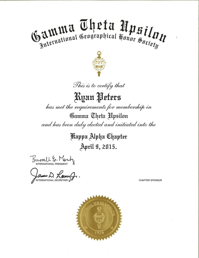 Geography Honor Society Certificate | PDF