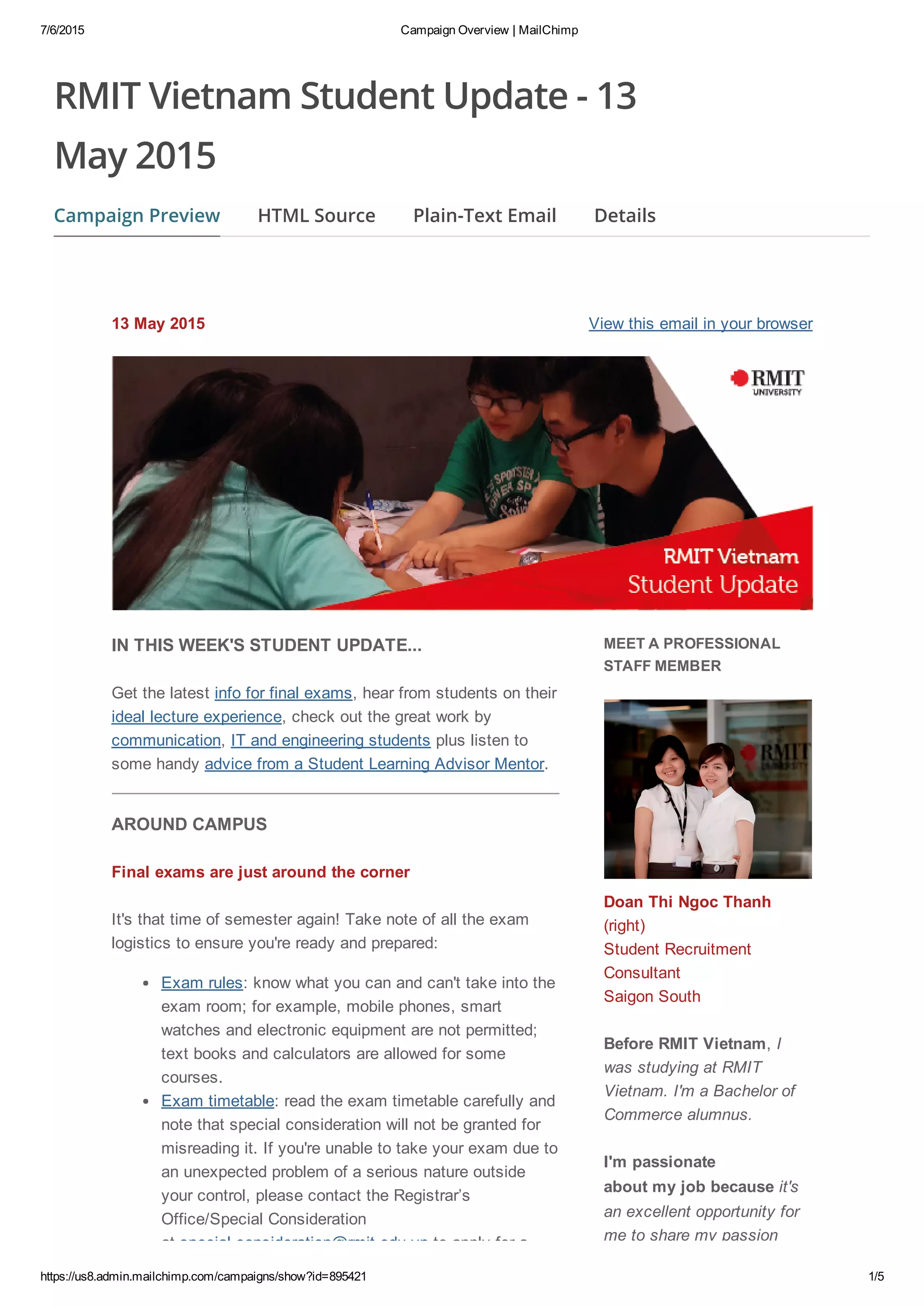 RMIT Vietnam student Update-13 May | PDF