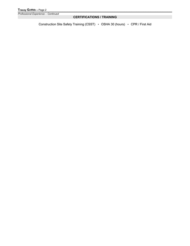 Tracey Griffith Resume (1-Page Skills Based) Word 97-2003 | DOC ...