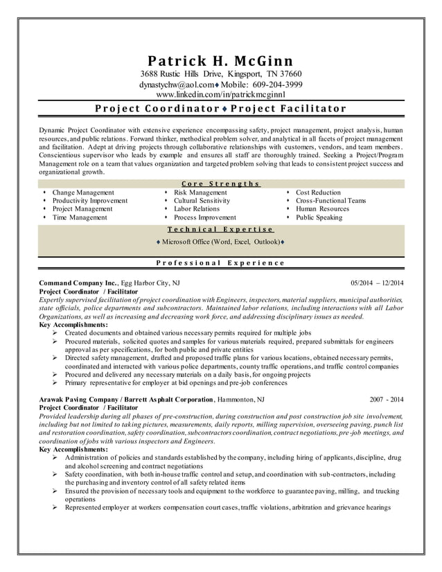 PATRICK MCGINN SHORT RESUME | PDF
