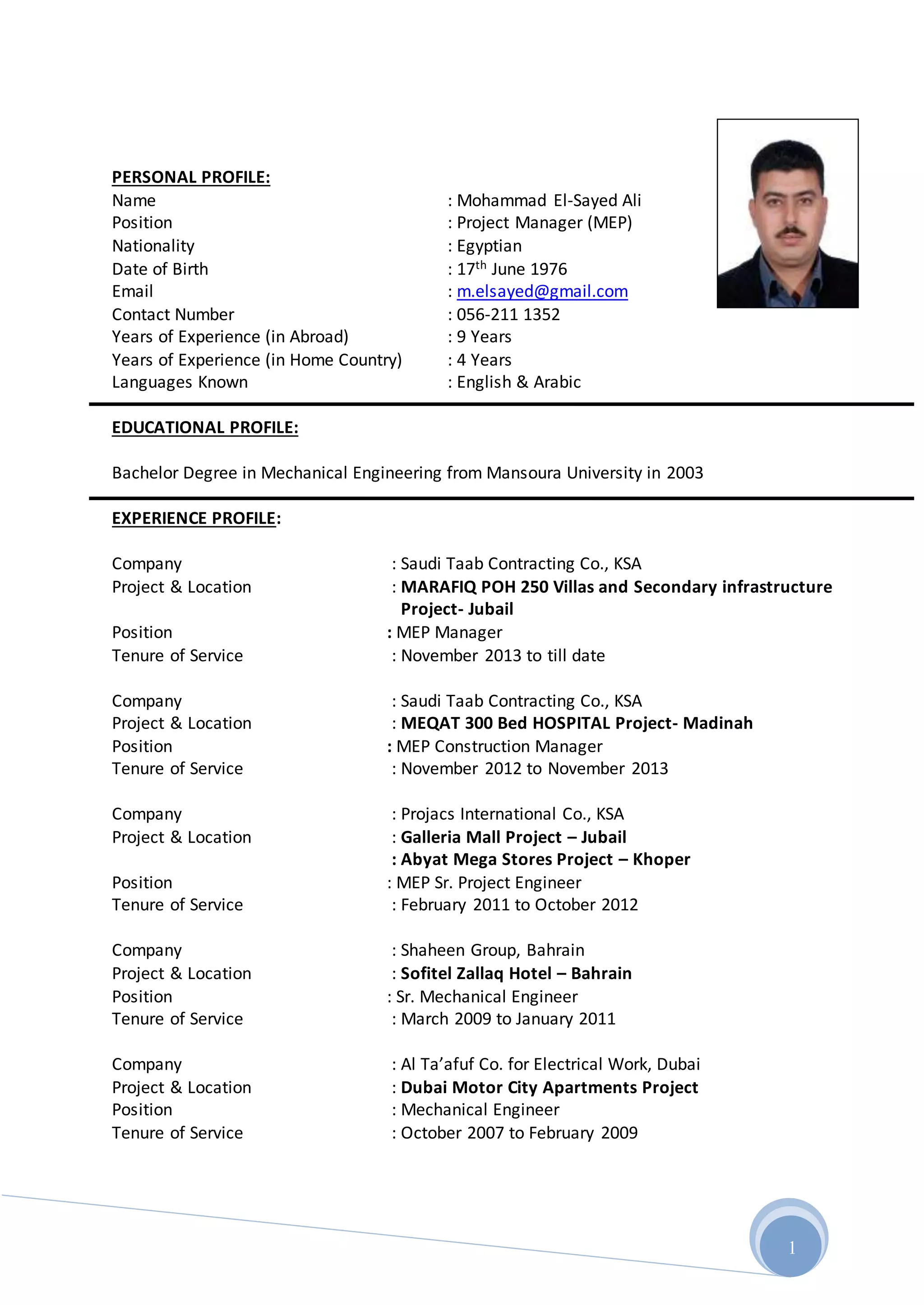 CV - Mohammed El Sayed | PDF