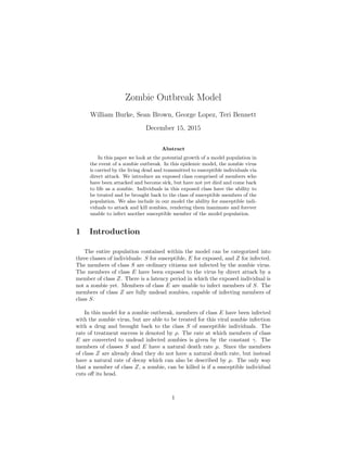 Zombie Outbreak Model | PDF