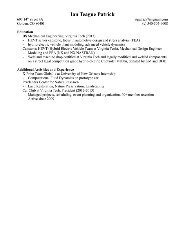 Ian Patrick Resume | PDF