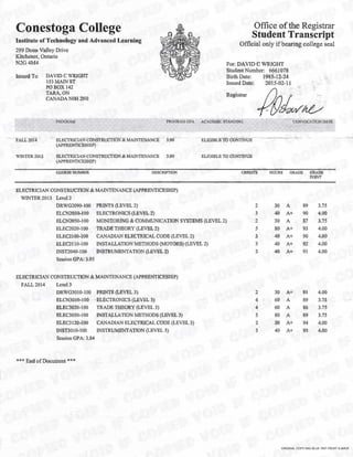 Conestoga Transcript | PDF