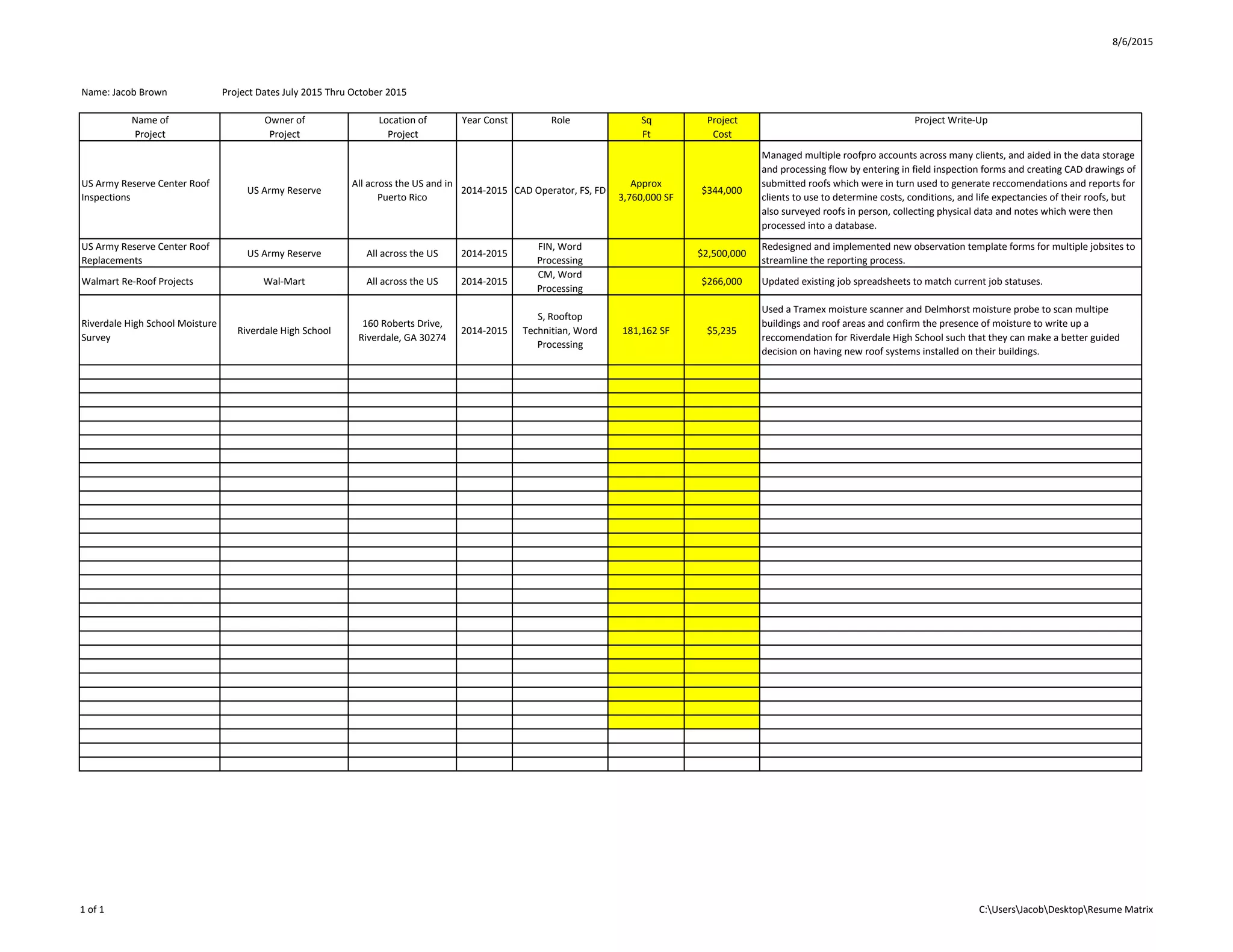 Resume Matrix | PPT