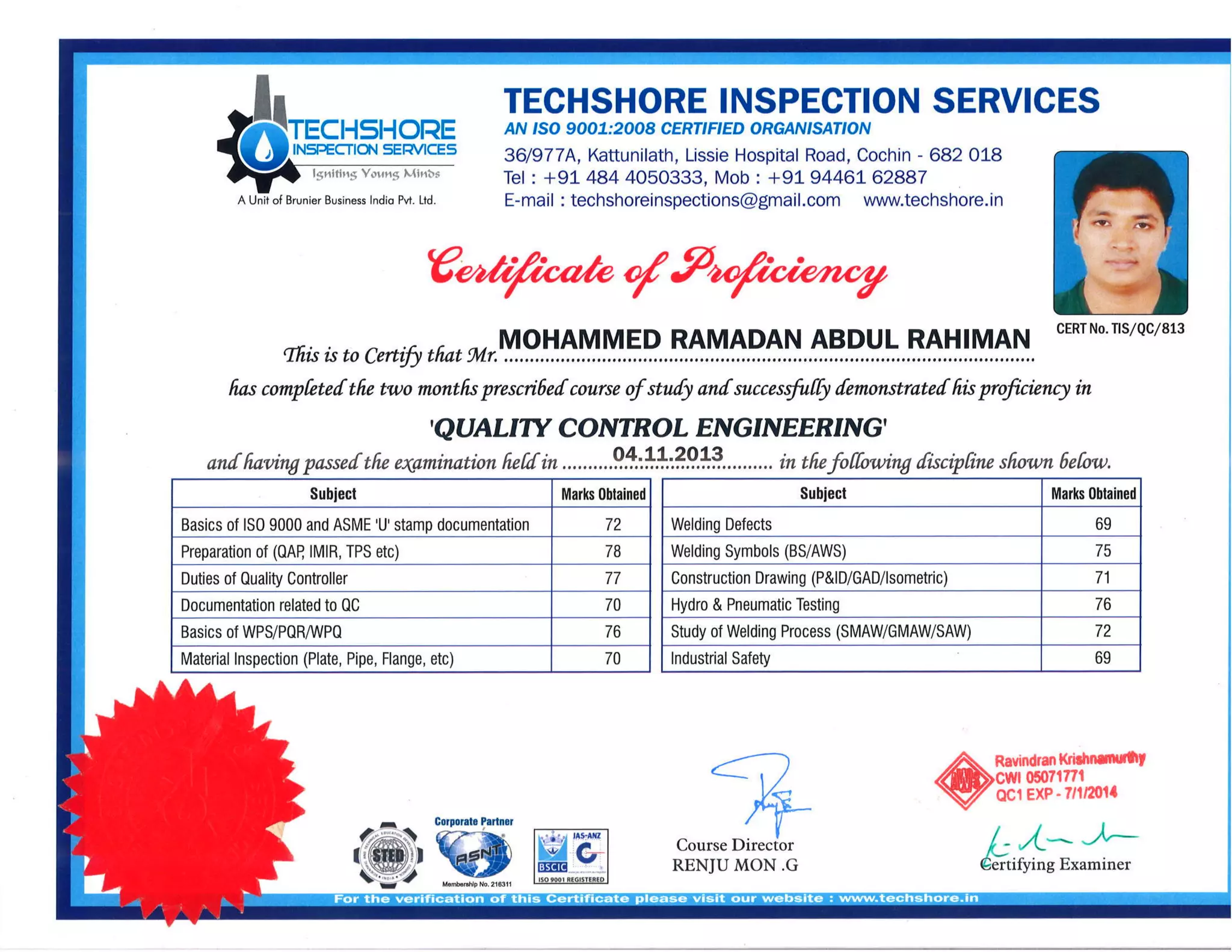 Quality Control engineering Certificate | PPT
