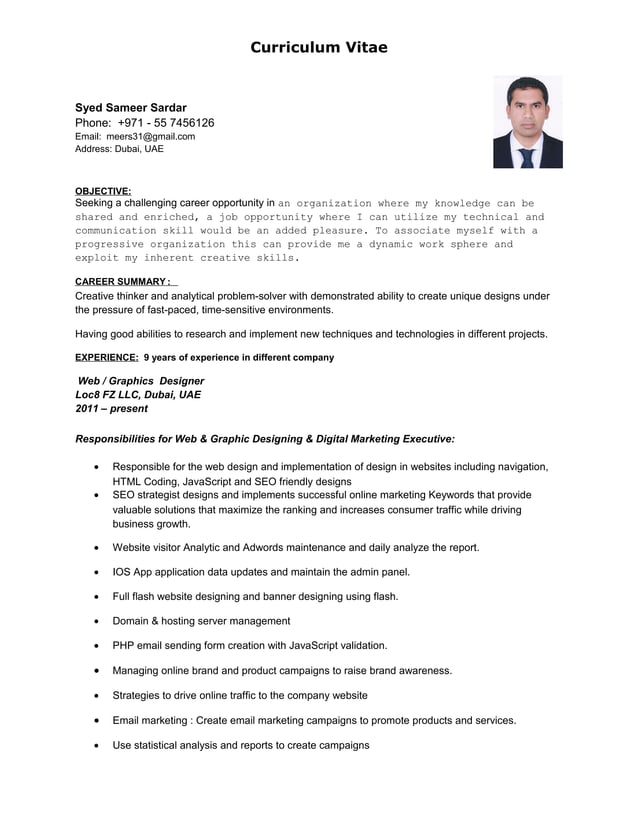 Sameer CV | PDF