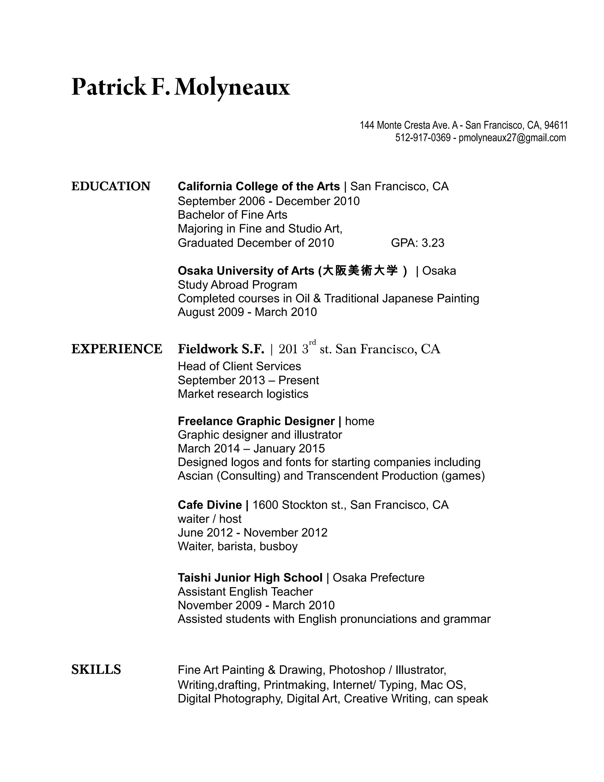 Resume Patrick | RTF