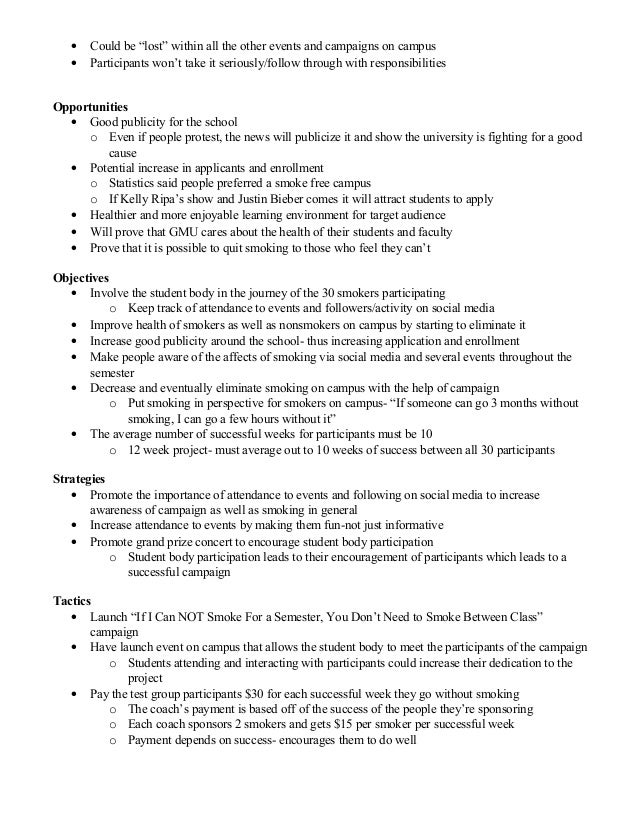 PR Proposal- Smoke Free Campus Schreiber