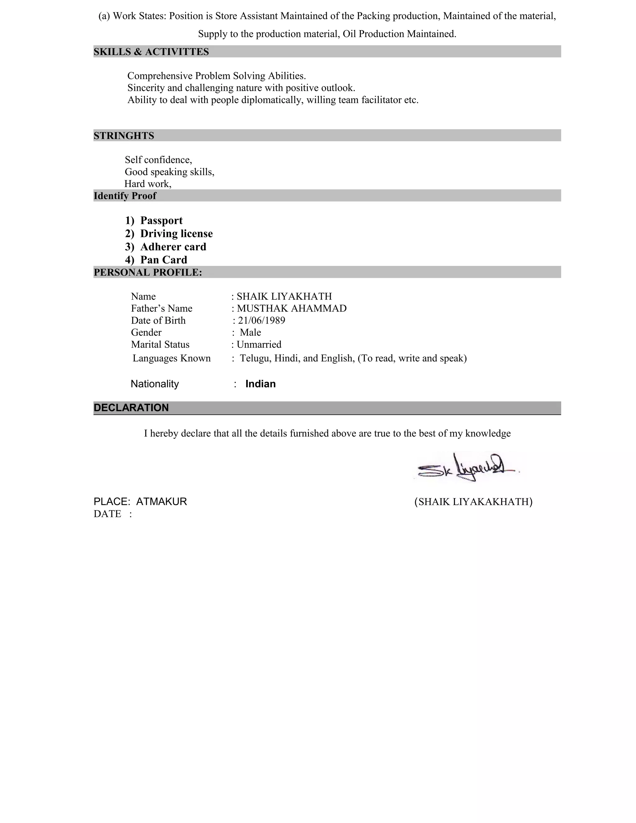 Resume to LIYAKHAH224 | PDF