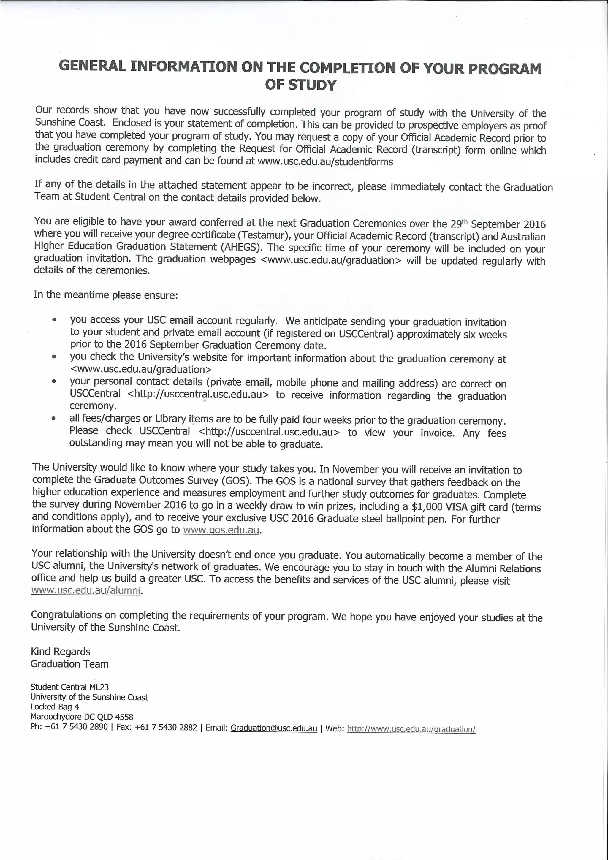 8. Course Completion Letter Bachelor in Computer-Based Design – USC | PDF