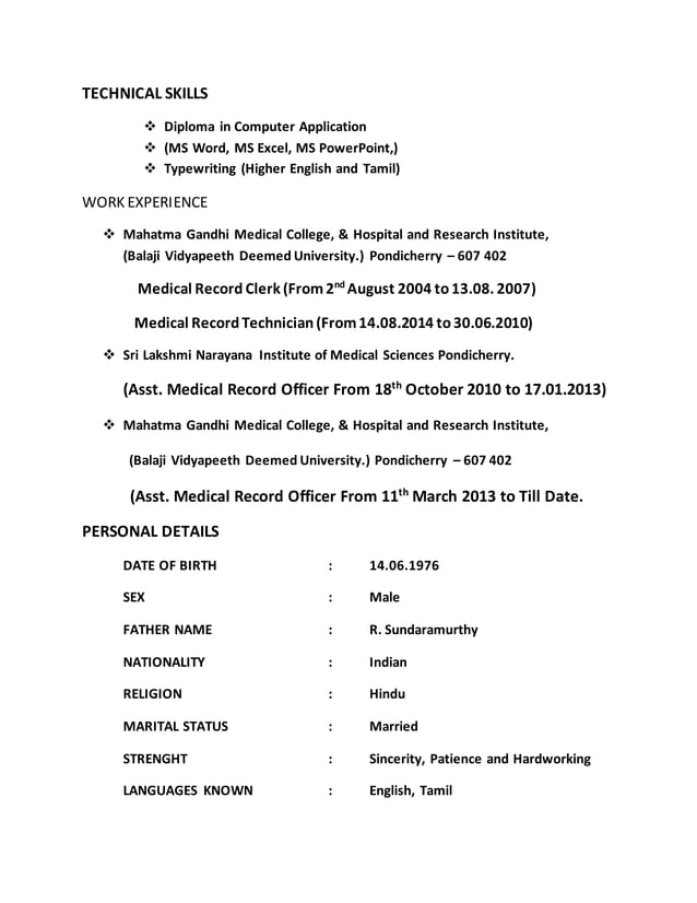 MEDICAL RECORD OFFICER & ANY SUITABLE POST | PDF