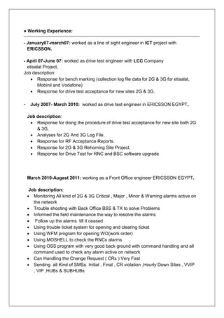 ahmed_saeed_Ericsson-ZTE & VAS Senior performance engineer_CV_9 years ...