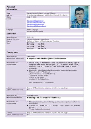 cv | DOCX | Operating Systems | Computer Software and Applications