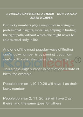 3 Easy Ways On How To Find Your Lucky Numbers | PDF