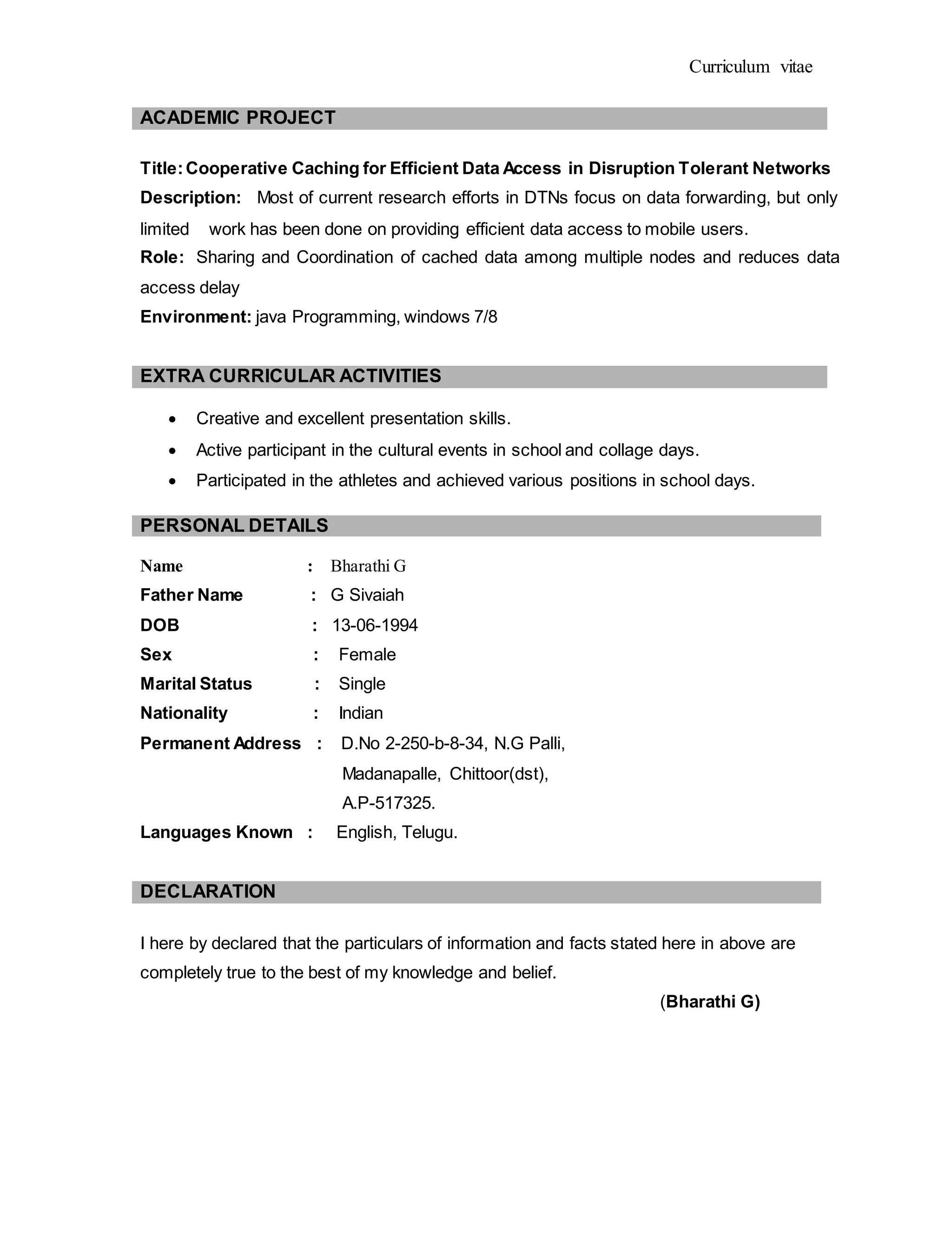 Bharathi resume | PDF