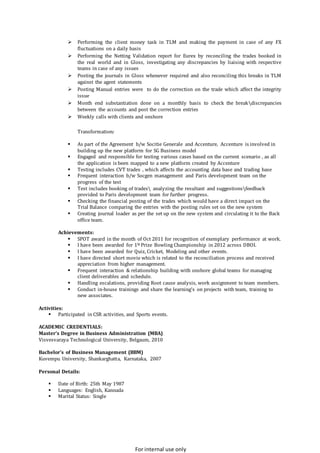 Vinay NDS Resume | DOCX | Stocks and Bonds | Personal Investing