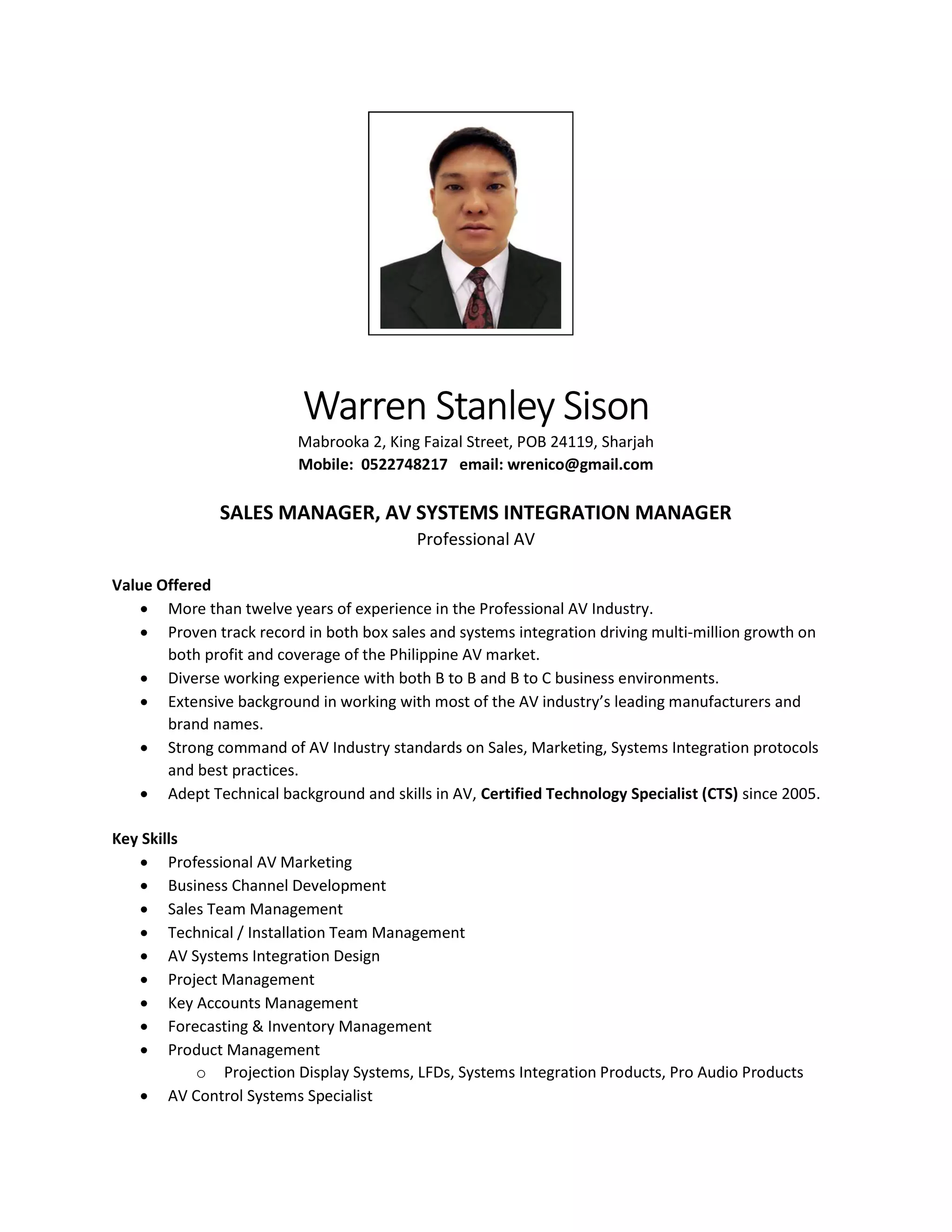 CV Warren Stanley Sison | PDF