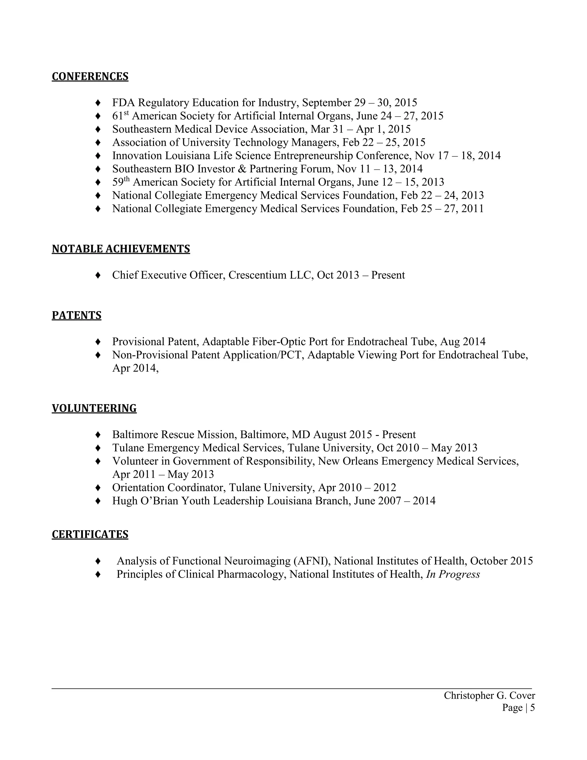 Christopher Cover - CV | PDF