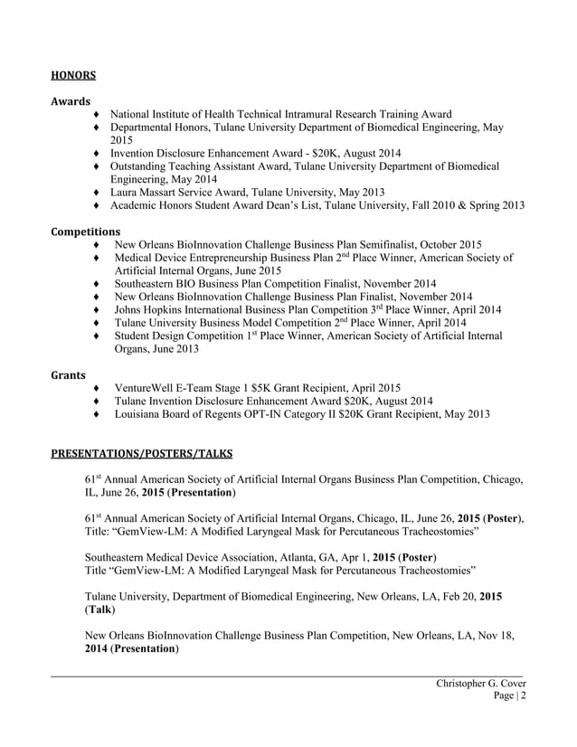 Christopher Cover - CV | PDF