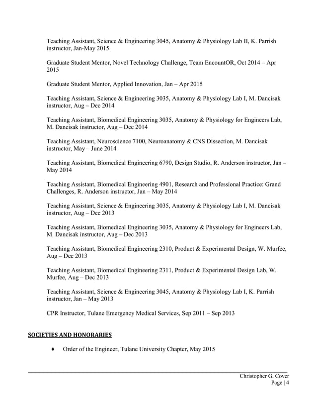 Christopher Cover - CV | PDF