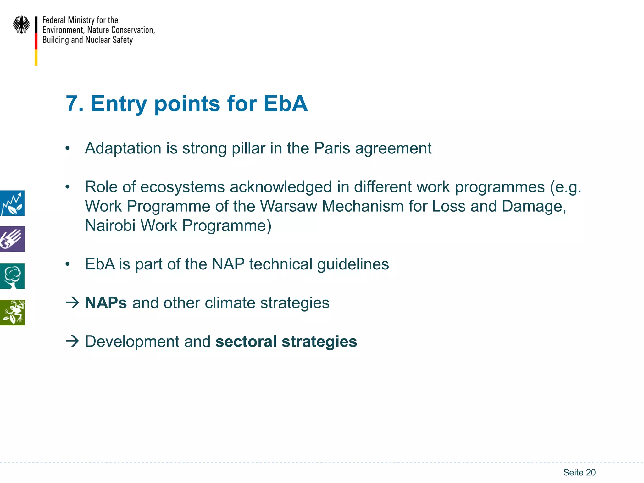 Ecosystem based Adaptation (EbA) in the International Climate ...