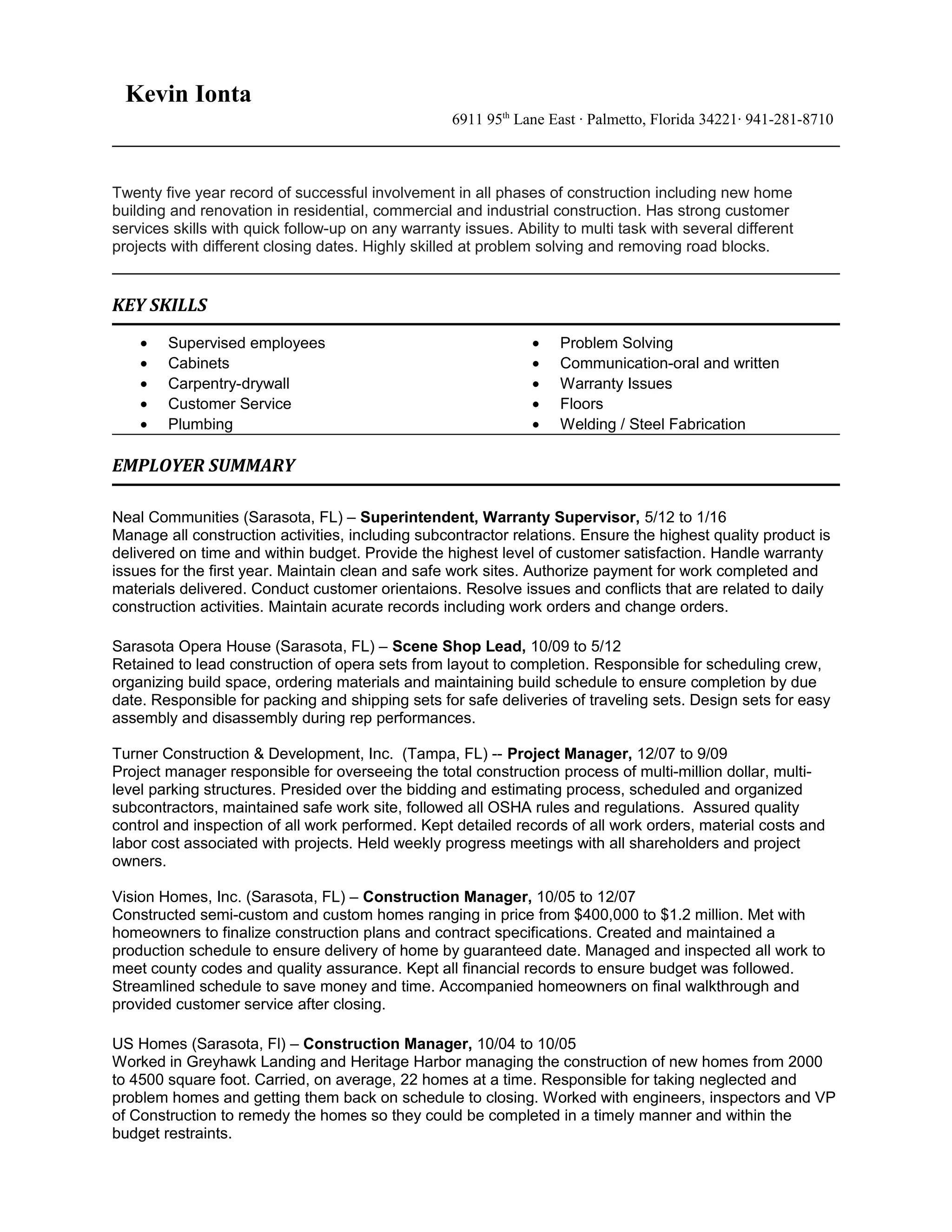 Kevin Ionta Resume 1-2016 | DOC