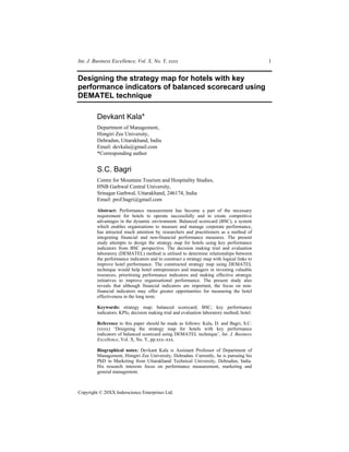 Designing the strategy Map for Hotels | PDF