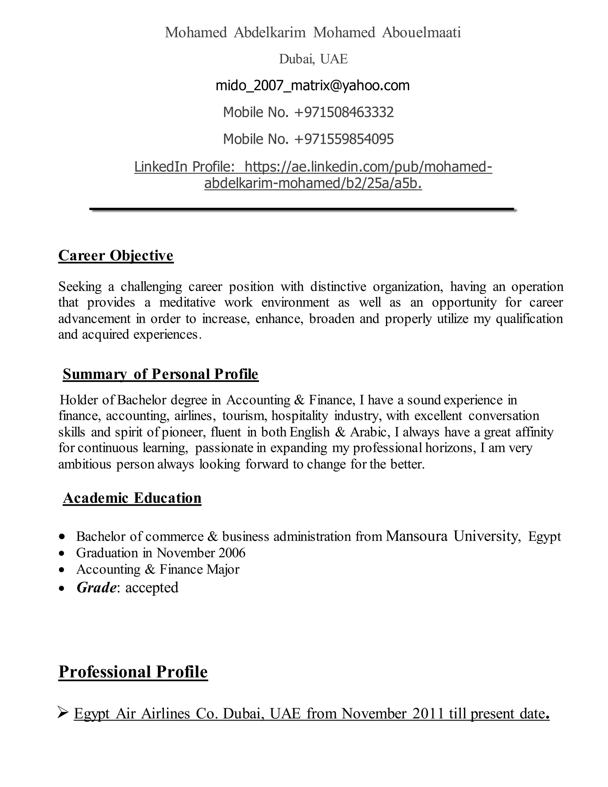 Mohamed Abdelkarim Mohamed Resume | DOCX