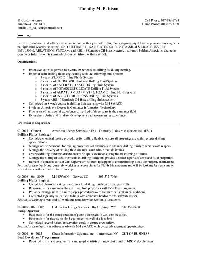 Resume Timothy M Pattison | PDF