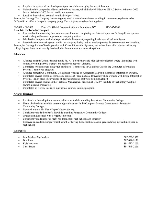 Resume Timothy M Pattison | PDF