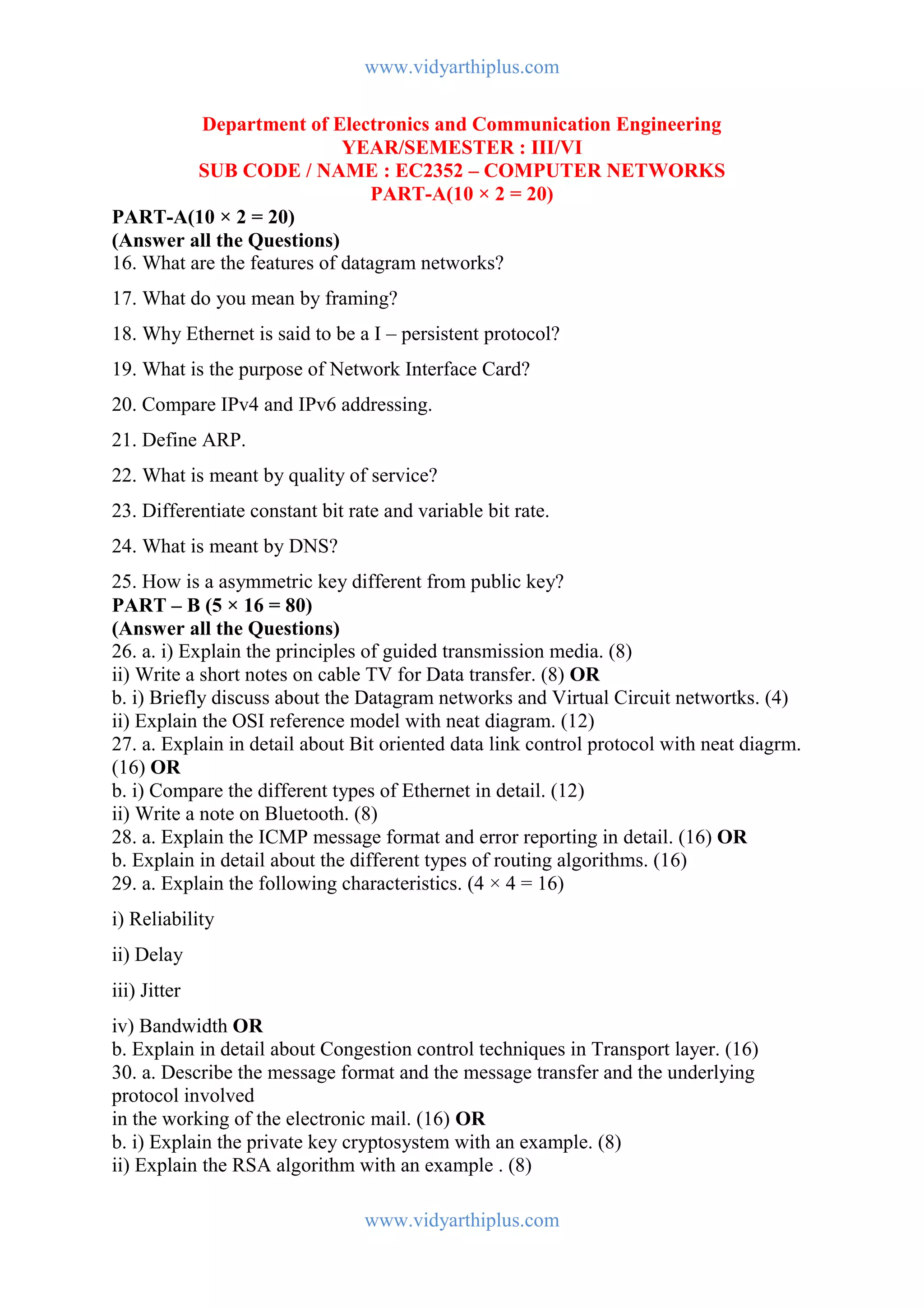 3 ec2352 – computer networks | PDF