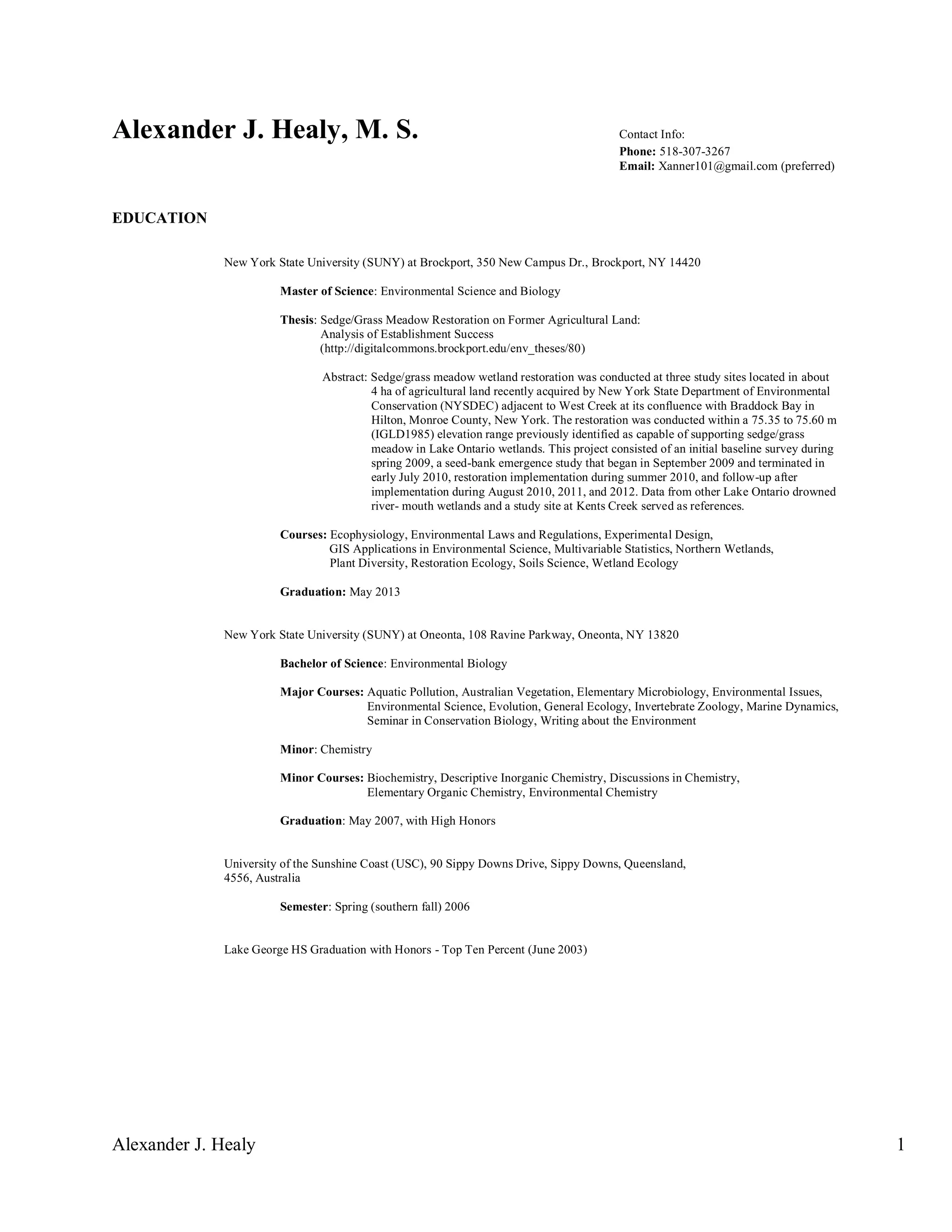 Alexander Healy Resume | PDF
