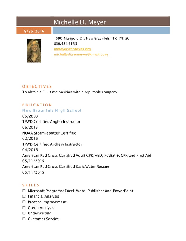 Michelle D meyer resume | PDF