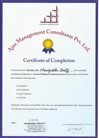 Adv Diploma Certificate - HR | PDF