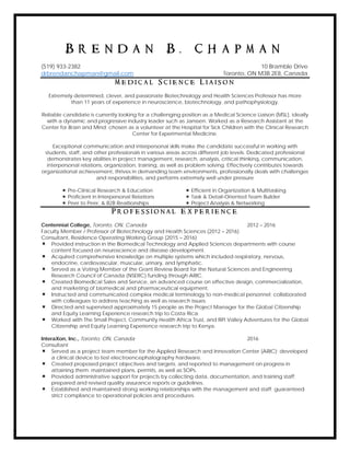 Brendan B. Chapman Resume 2016 | PDF