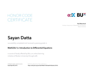 Certificate Diff Eq | PDF