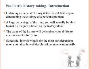 history taking in pediatrics patient by Dr yousef Ayman alsetif | PDF ...