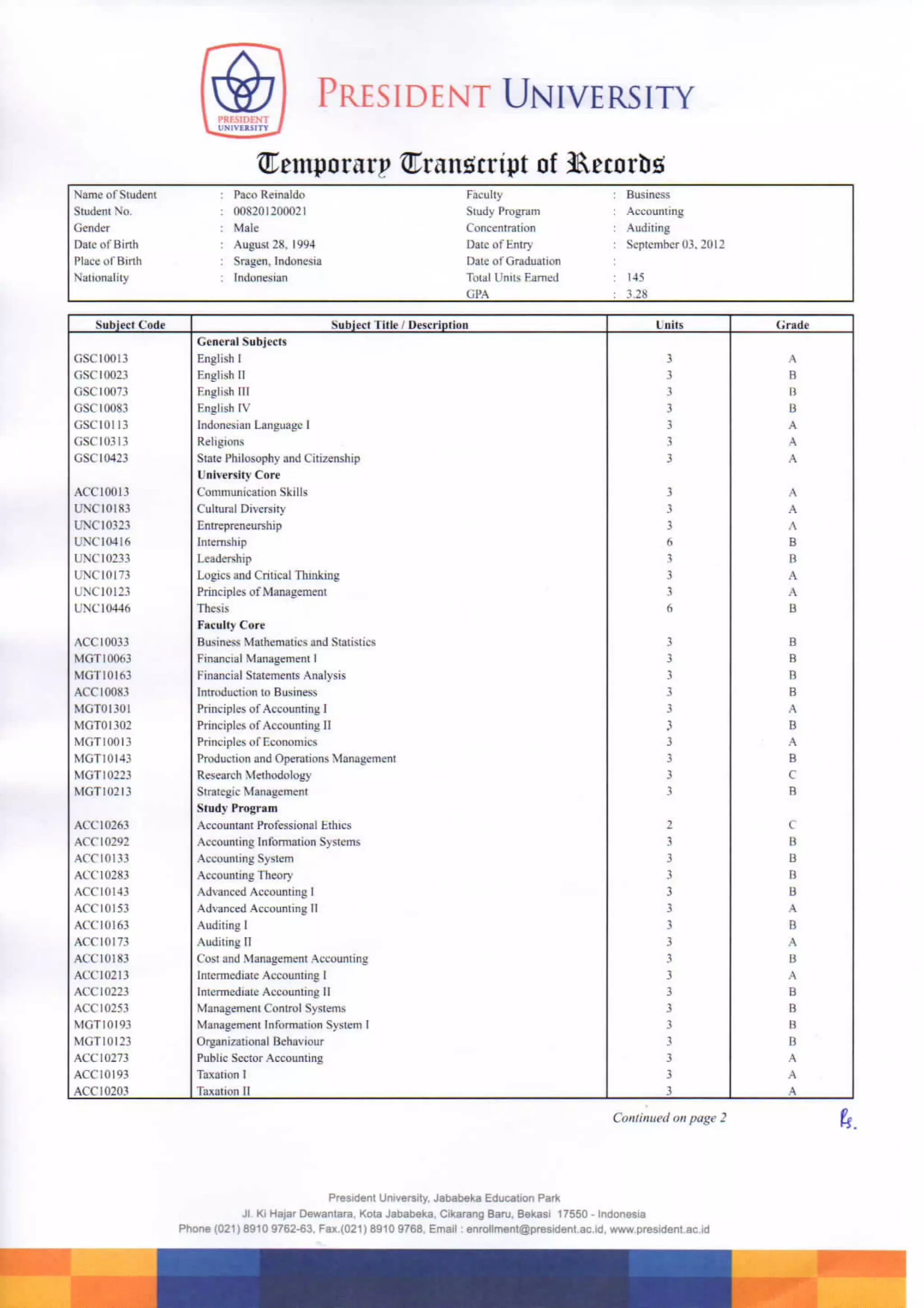 Academic Transcript | PDF