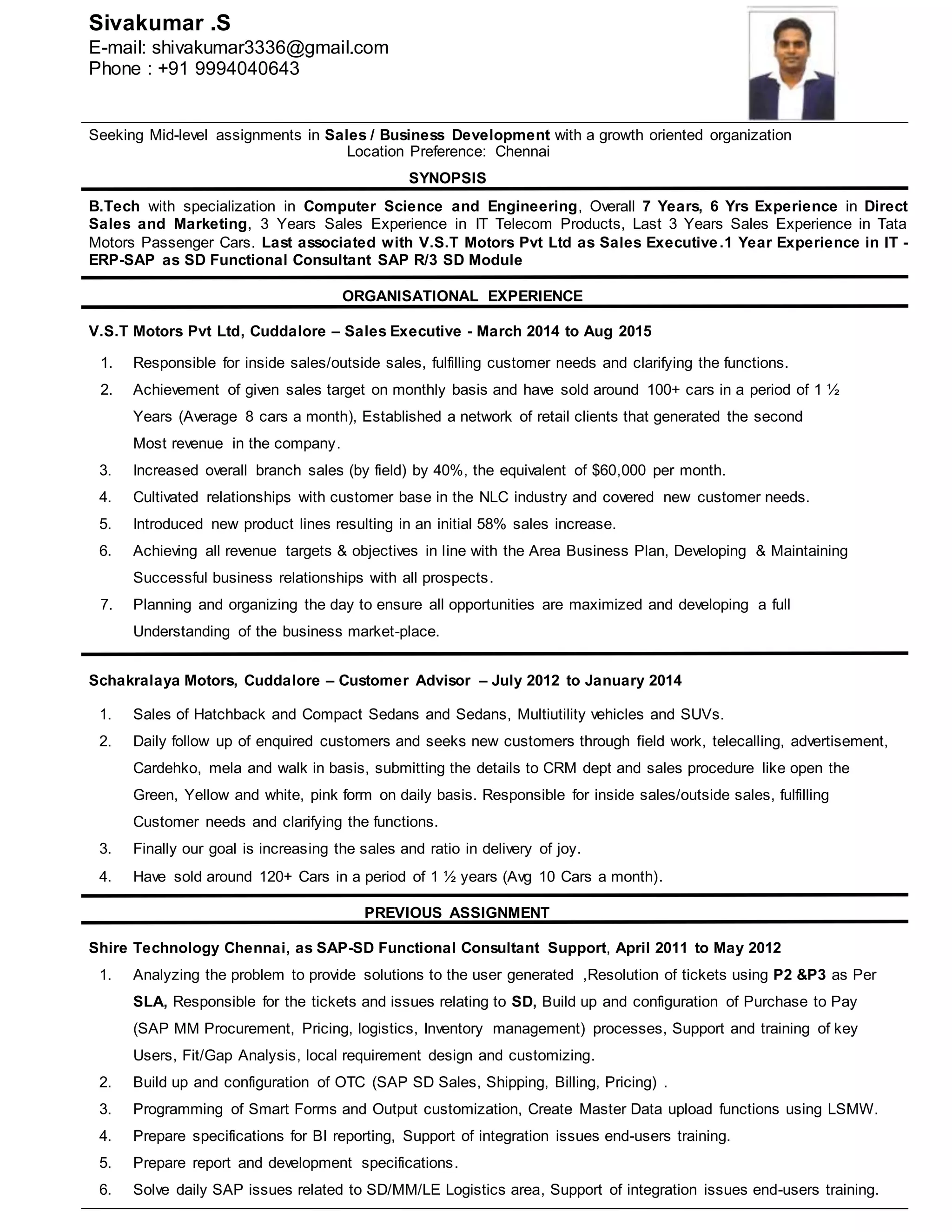 Sivakumar Resume | PDF