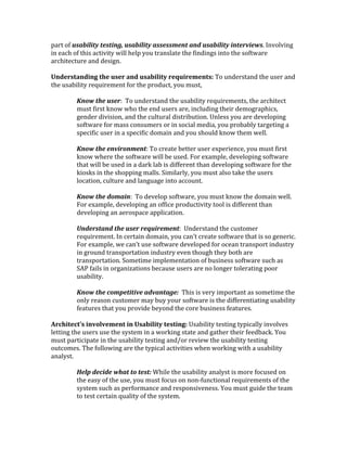 Role of an Architect in Software Usability Engineering | PDF | Internet ...