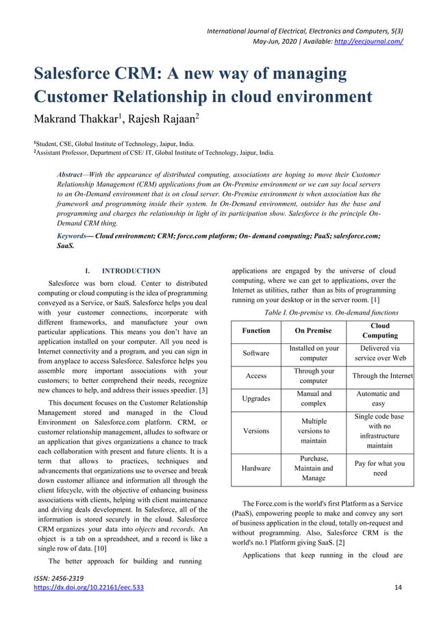 Salesforce CRM: A new way of managing Customer Relationship in cloud ...