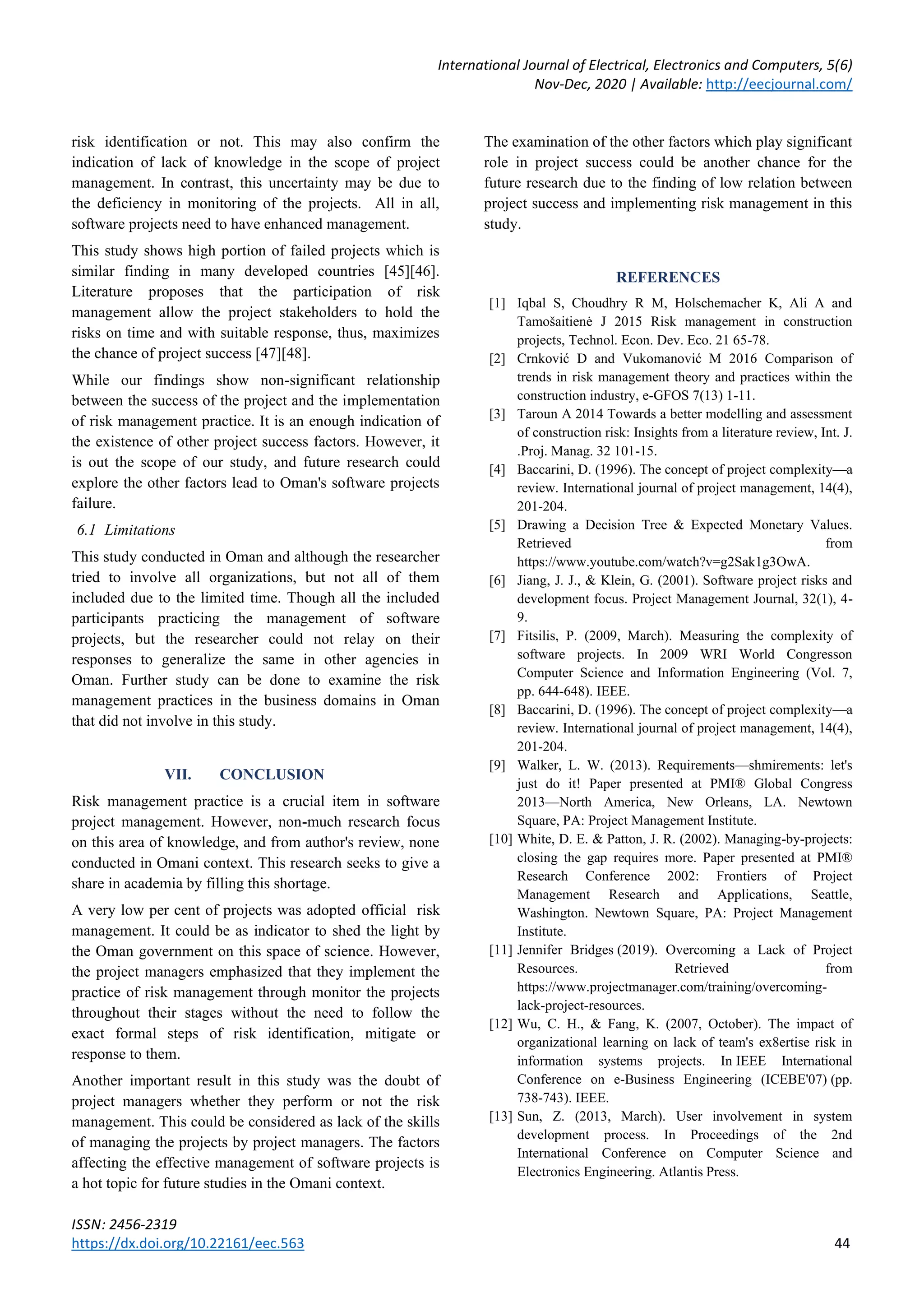 Software Project Risk Management Practice in Oman | PDF