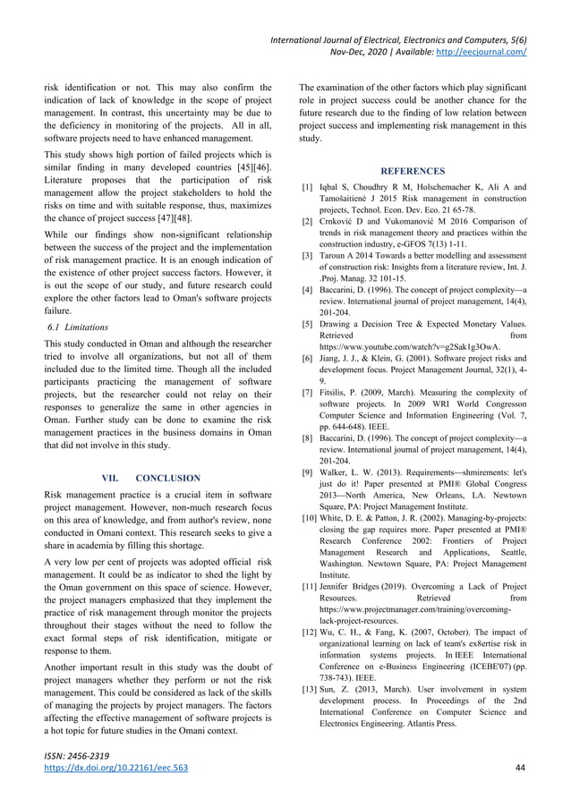 Software Project Risk Management Practice in Oman | PDF