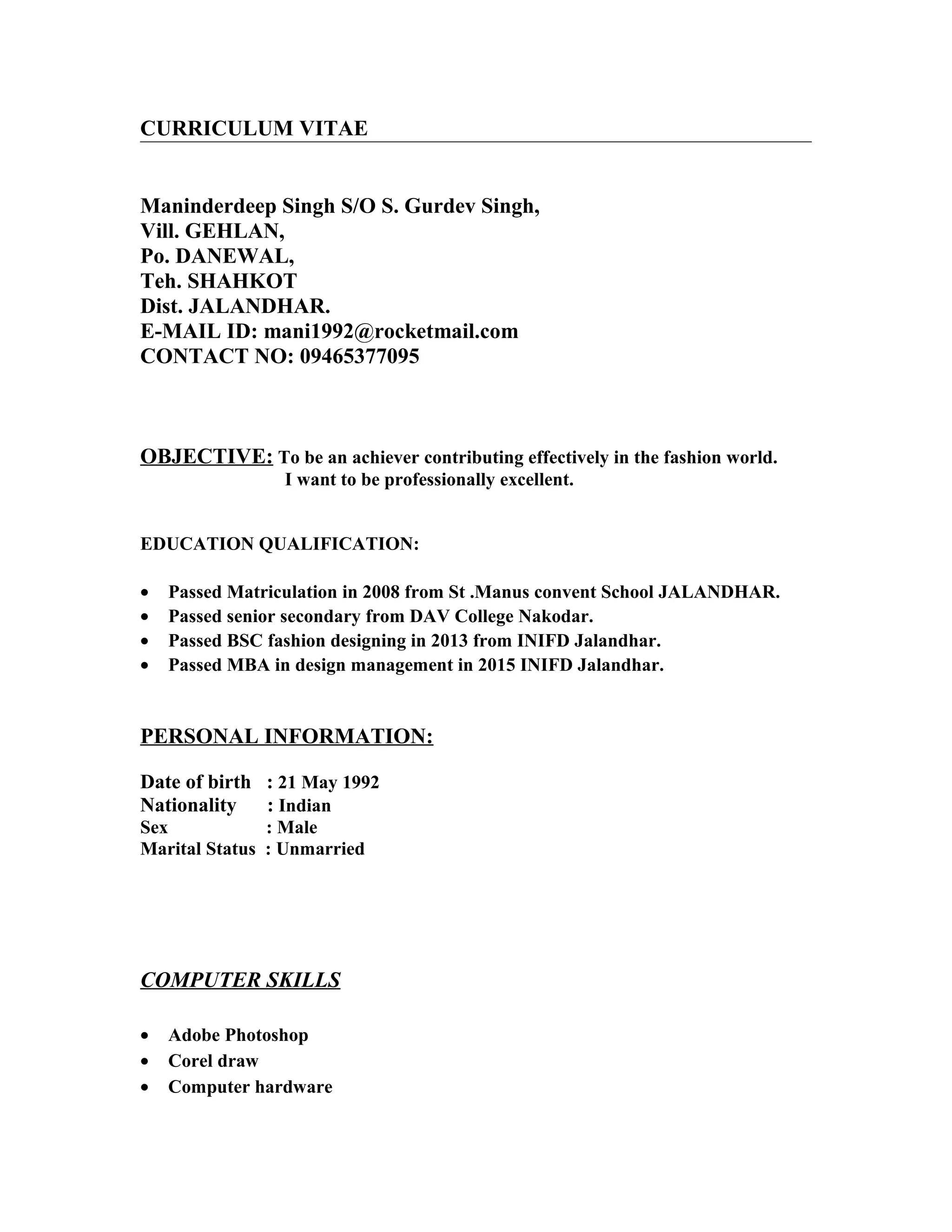 mani resume final | PDF