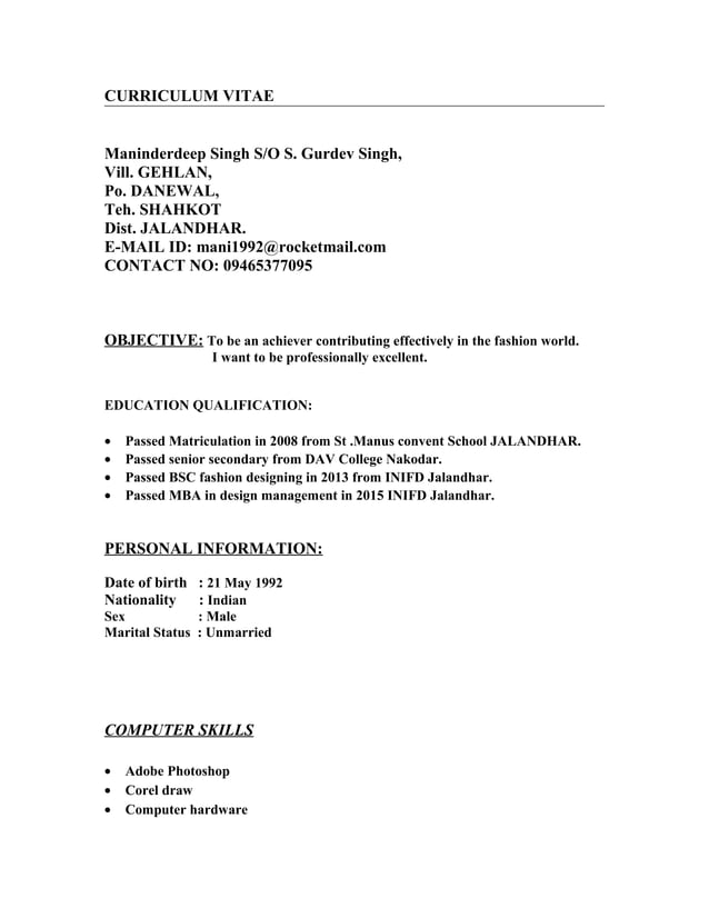 mani resume final | PDF