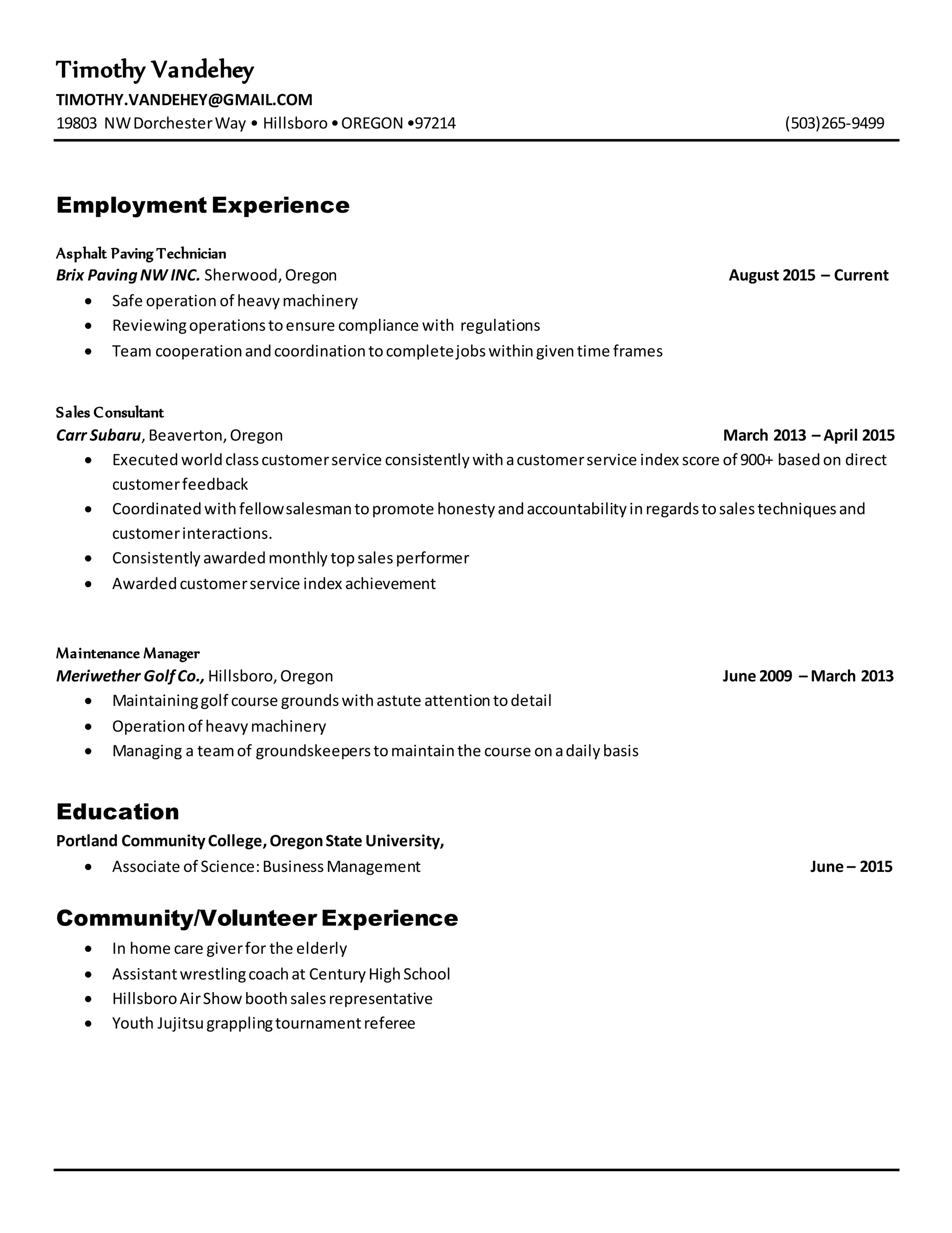 TimothyJAVandeheyResume | PDF